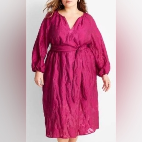 Future Collective | Dresses | Womens Puff Sleeve Belted Midi Dress ...